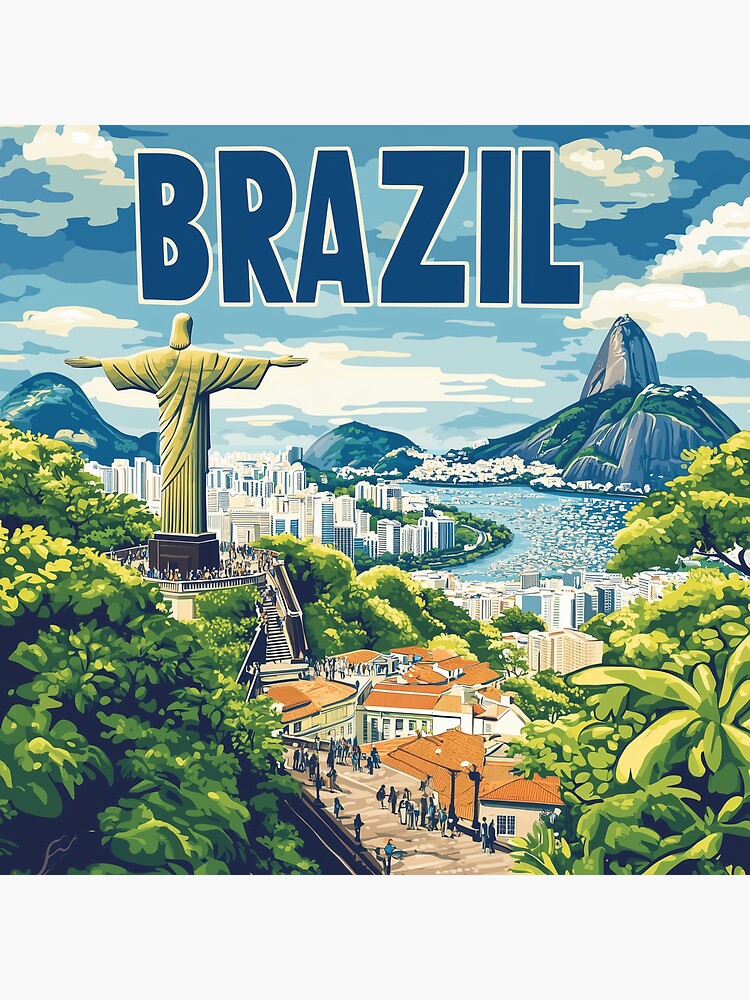 "Brazil Country Art – Stunning Brazil Poster Art Celebrating Iconic ...