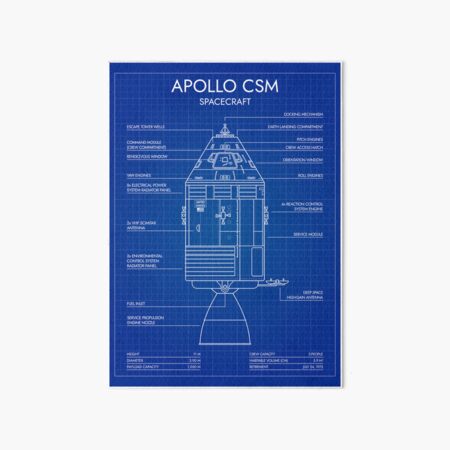 "Apollo CSM Spacecraft (Blueprint)" Art Board Print for Sale by BGALAXY ...