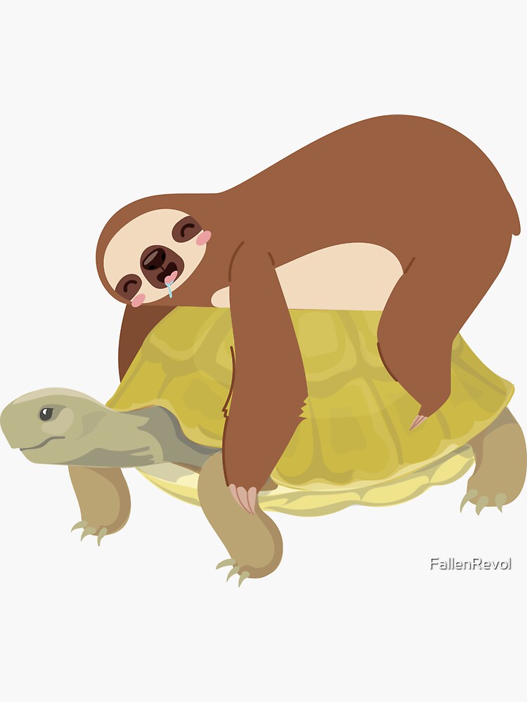 "Sloth hugging Tortoise " Sticker by FallenRevol | Redbubble