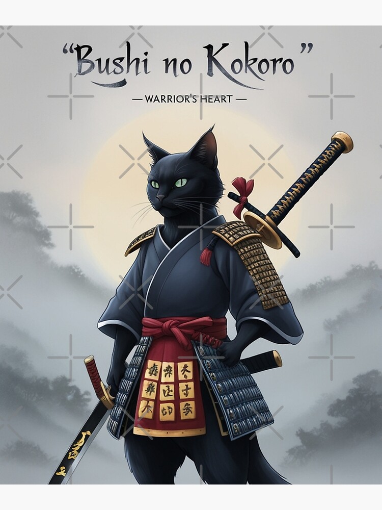 "amurai Cat: Feline Warrior Art Inspired by Ukiyo-e Tradition" Poster ...