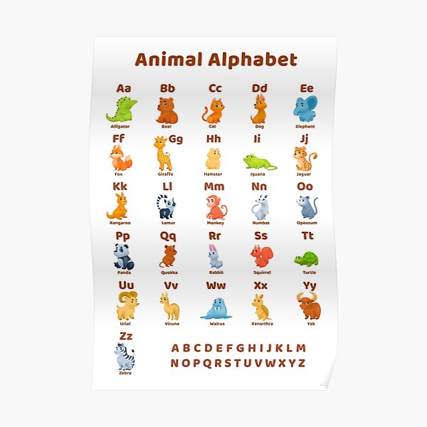 Animal Alphabet Posters | Redbubble