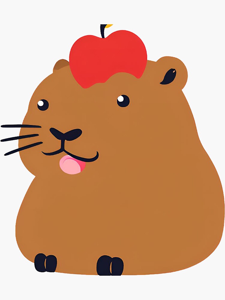 "Capybara, apple on head, annoying face" Sticker for Sale by KAM7On ...