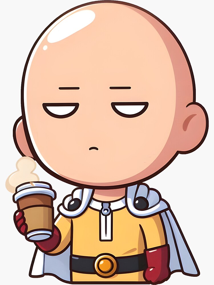 "Coffee Saitama Sticker" Sticker for Sale by Greemo | Redbubble
