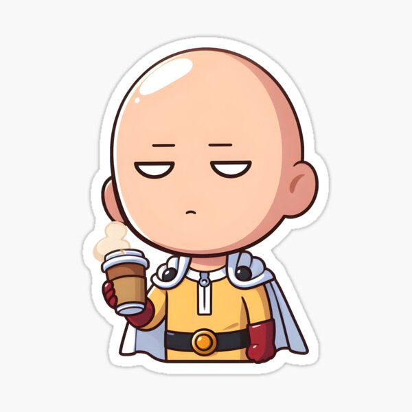 "Coffee Saitama Sticker" Sticker for Sale by Greemo | Redbubble