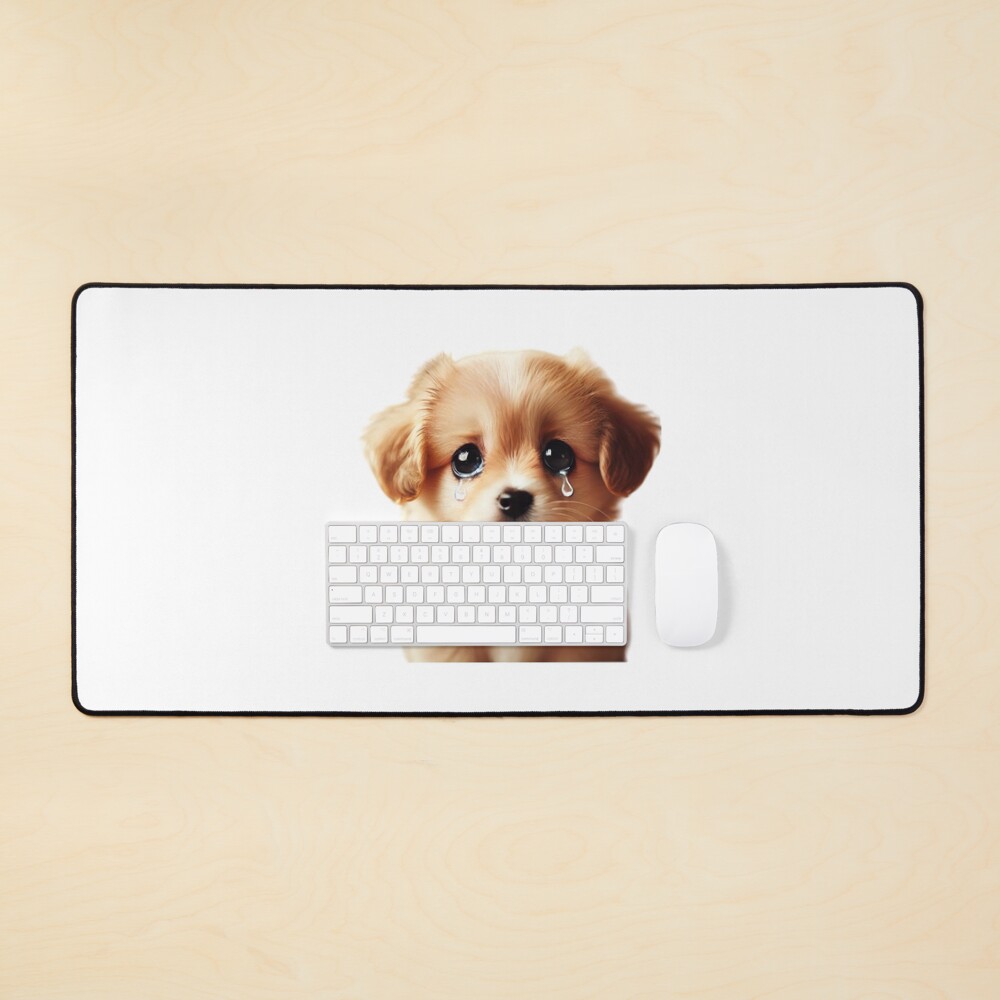 "Cute Crying Puppy with Big Eyes - Sad Dog Illustration" Sticker for ...