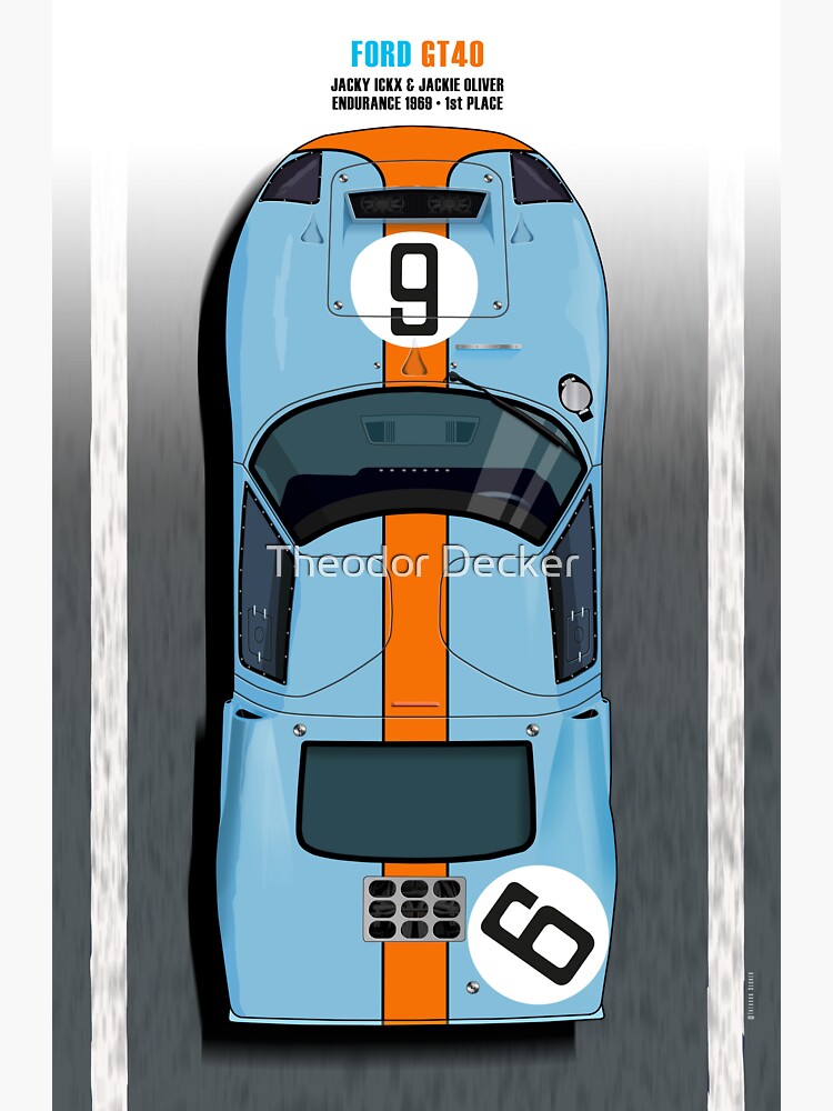 "Ford GT40 Ickx + Oliver LM 1969" Sticker by Theodor Decker | Redbubble