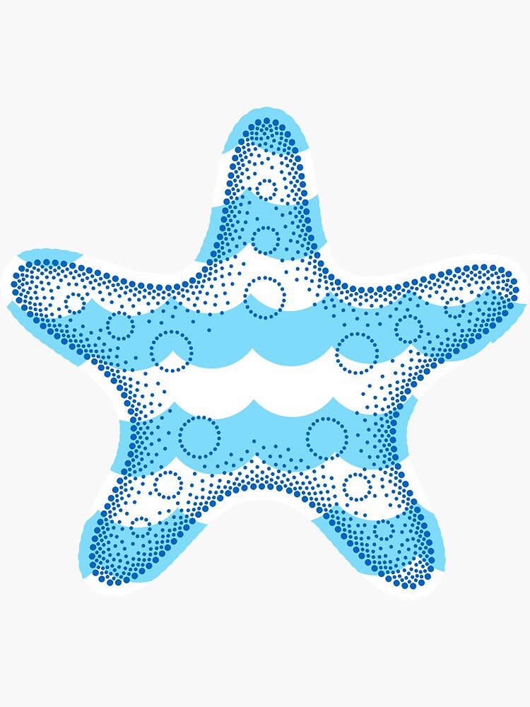 " Marine pattern with blue Starfish in dotwork style." Sticker for Sale ...
