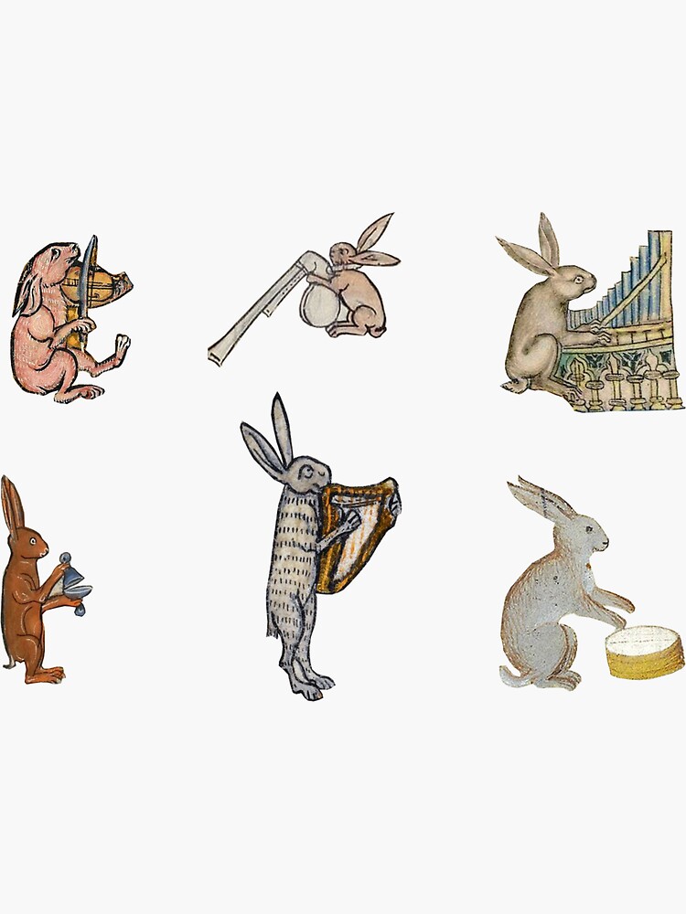 "Medieval Manuscript Rabbit Band" Sticker for Sale by Ars-Amatoria ...