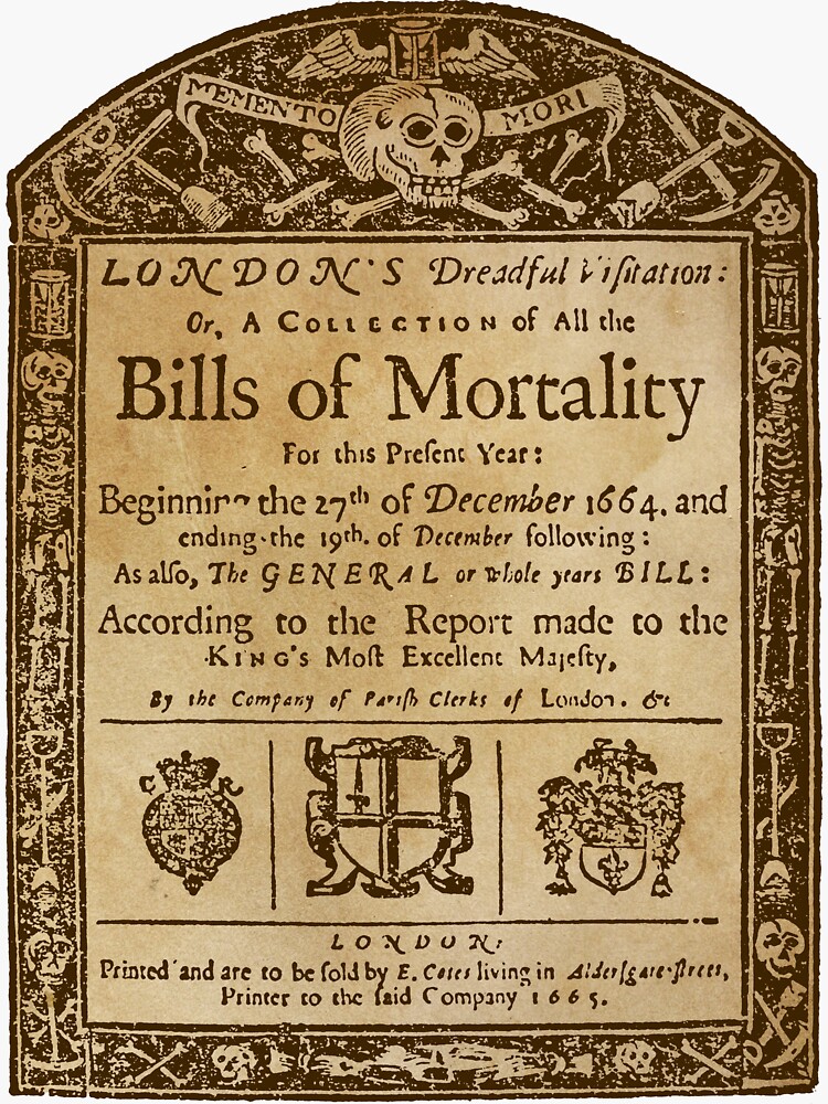 "Bill of Mortality" Sticker for Sale by grueguy | Redbubble