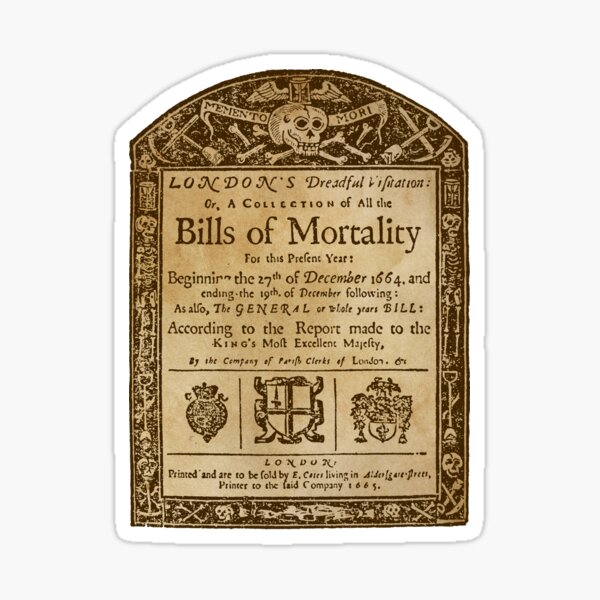 "Bill of Mortality" Sticker for Sale by grueguy | Redbubble