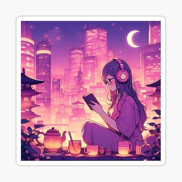 "lo-fi city girl" Sticker for Sale by PetiteJinx | Redbubble