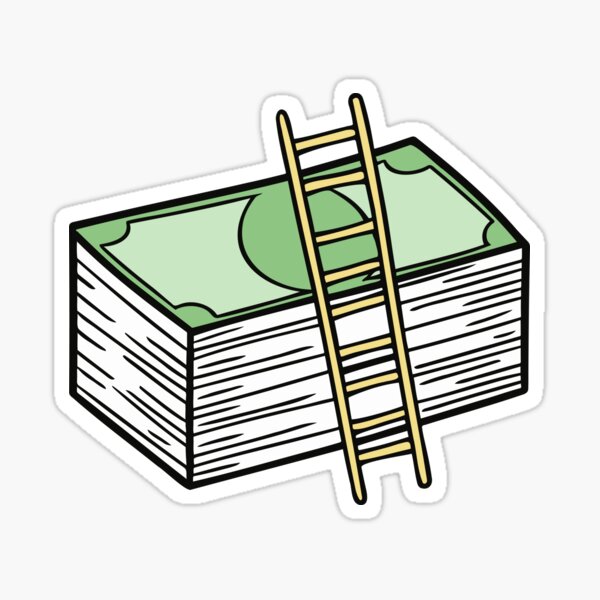 "Stack of money with ladder beside" Sticker for Sale by rasagamastore ...