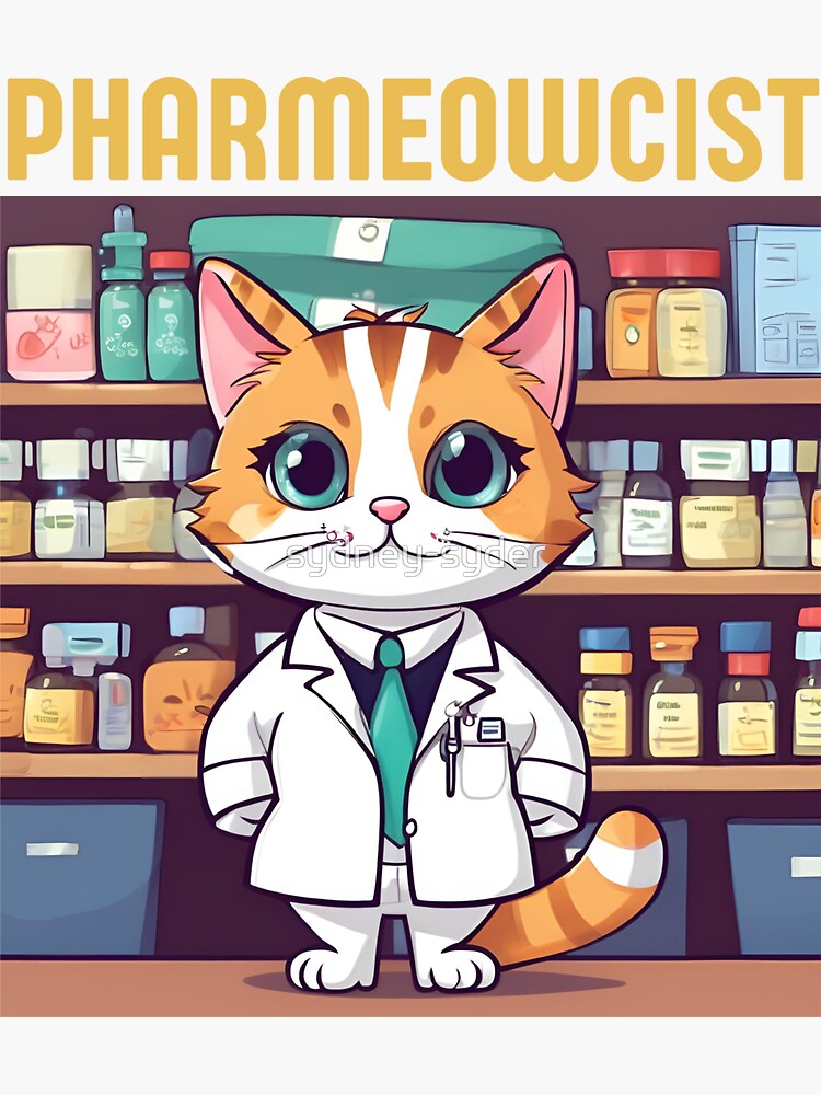 "Funny Pharmacy Cat " Sticker for Sale by sydney-syder | Redbubble