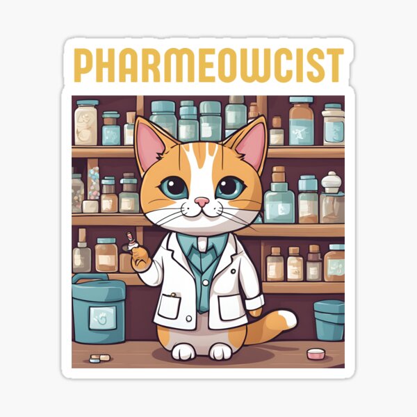 "Funny Pharmacist Cat " Sticker for Sale by sydney-syder | Redbubble