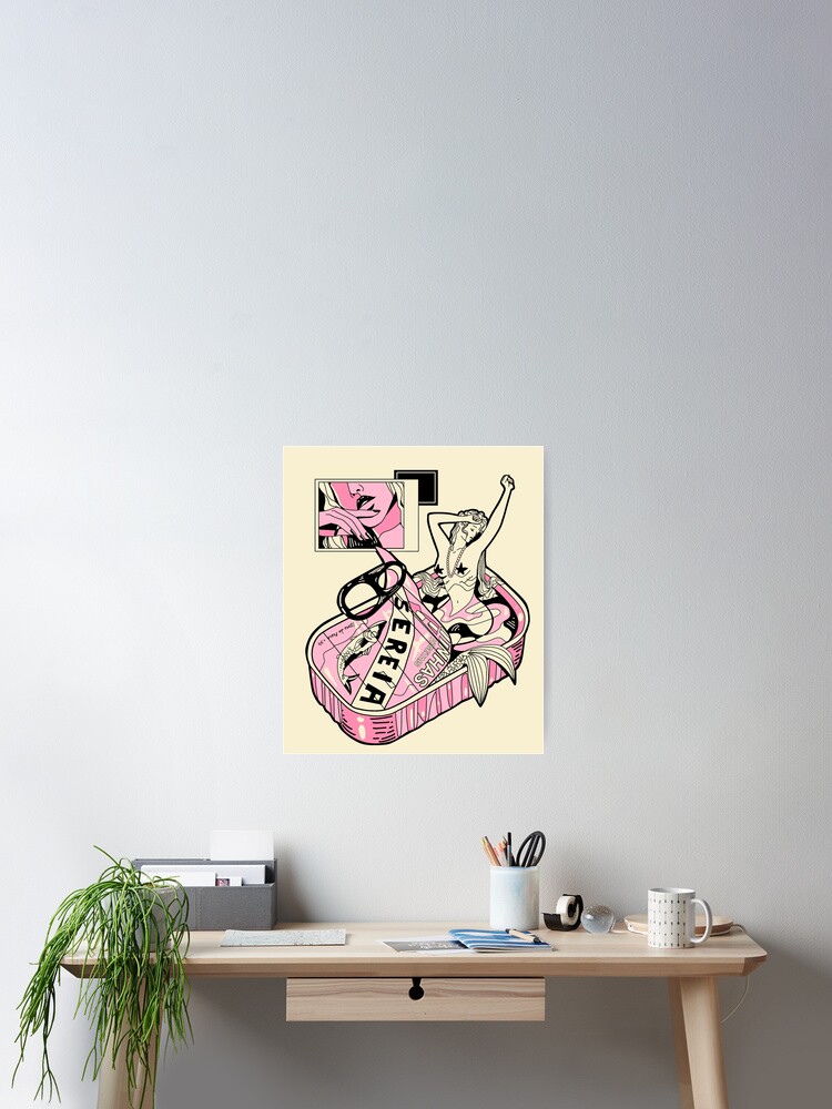 "Canned Pink Mermaid" Poster for Sale by Drawsaji | Redbubble