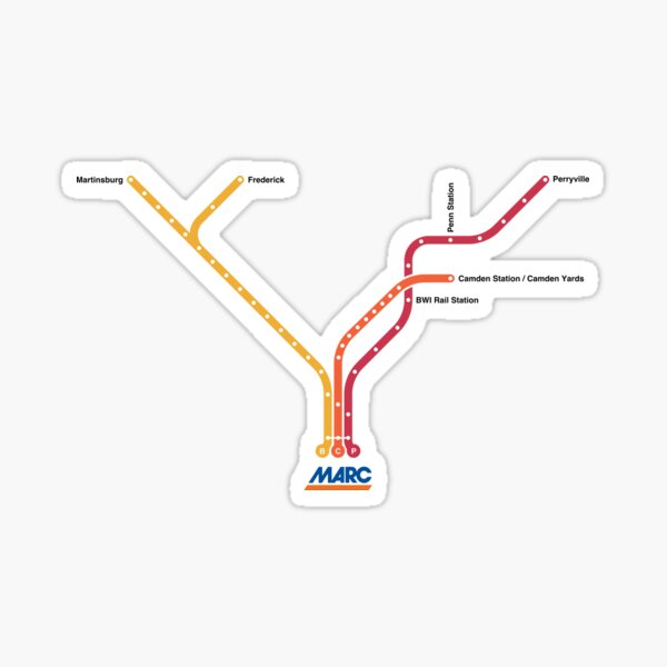 "MARC Transit Map" Sticker for Sale by HueyPNewton | Redbubble