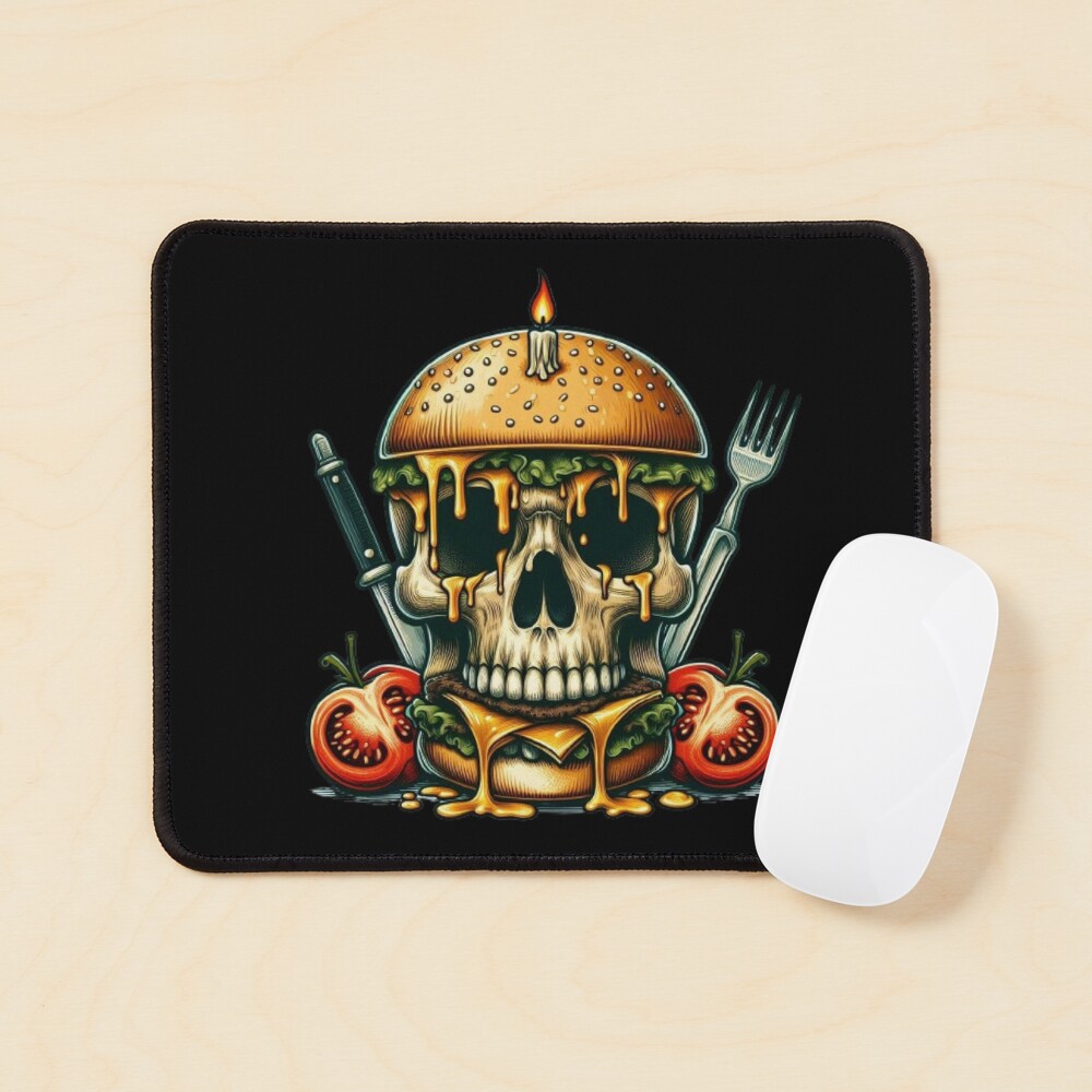 "Burger Skull" Sticker for Sale by FLATVAC STICKER | Redbubble