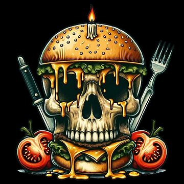 "Burger Skull" Sticker for Sale by imamsoe | Redbubble