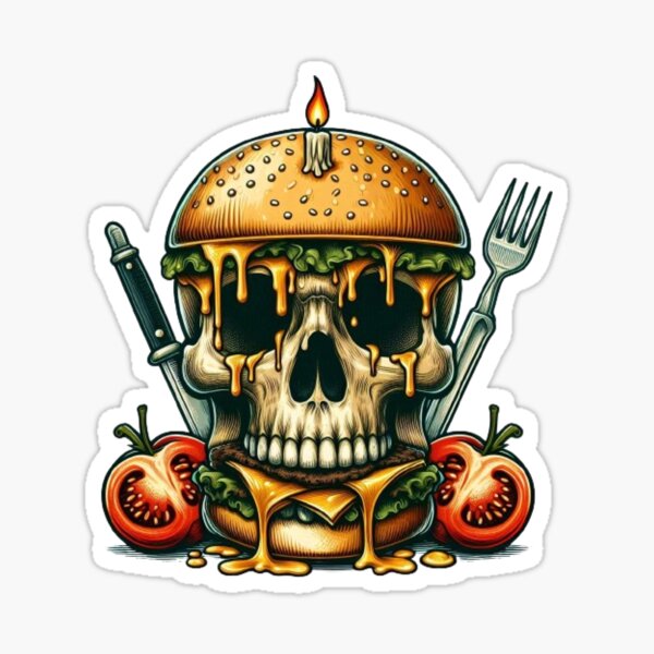 "Burger Skull" Sticker for Sale by imamsoe | Redbubble