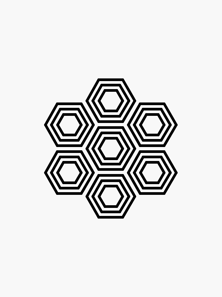 "Hexagonal Turtle Pattern Black & White 001" Sticker by rupertrussell ...