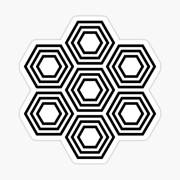 "Hexagonal Turtle Pattern Black & White 001" Sticker by rupertrussell | Redbubble