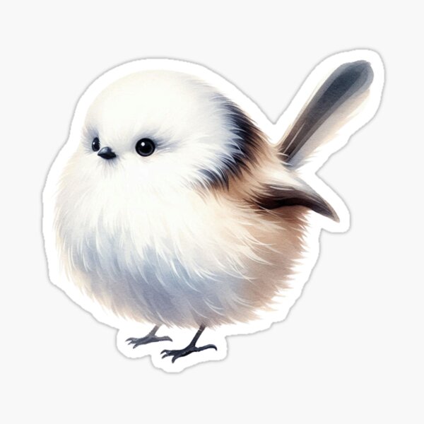 "Watercolor Fluffy Cute Shima Enaga Cutest Bird in the World" Sticker ...