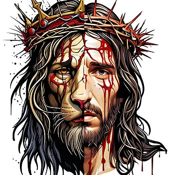 "Jesus Half Lion Half Man Crown of Thorns" Art Print for Sale by ...