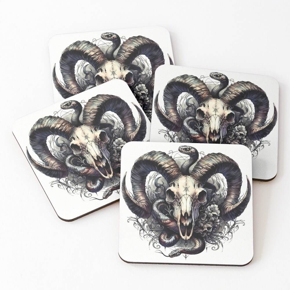 "Ram Skull and Snakes Gothic Dark Occult" Sticker for Sale by Oz64 ...