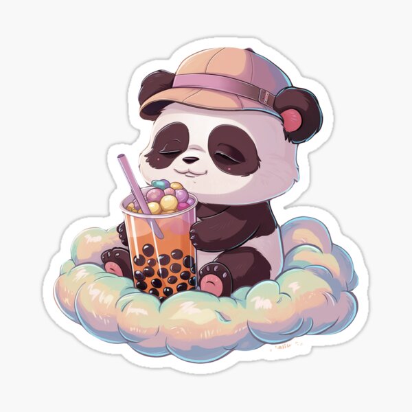 "Cute panda with bubble tea style " Sticker for Sale by QuirkFabrics ...