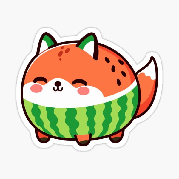 "Watermelon Fox" Sticker for Sale by Delidream | Redbubble