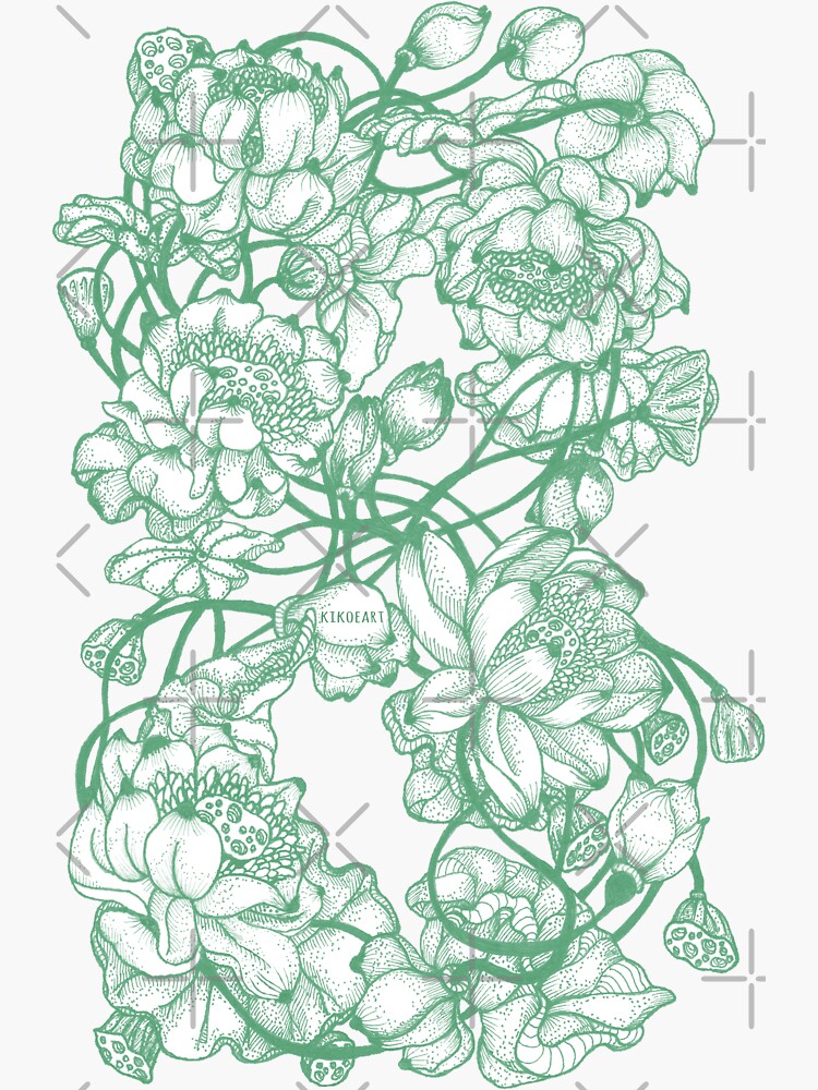 "Infinity Lotus Symbol - Green" Sticker for Sale by kikoeart | Redbubble