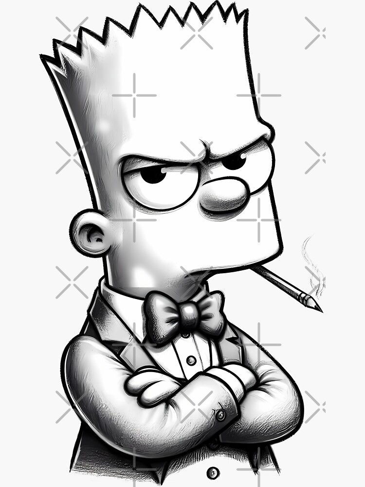 "Grumpy Bart Simpson in a Suit" Sticker for Sale by BombShop36 | Redbubble