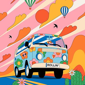 "Rollin Funky Digital Vector Illustration Retro Cute Design" Poster for ...