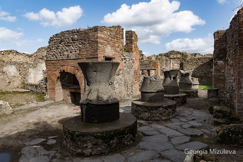 "Ancient Pompeii - Bakery of Modestus Millstones and Bread Oven" by ...