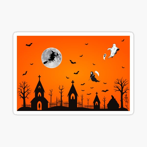 "Halloween Scene" Sticker for Sale by EJVisuals | Redbubble