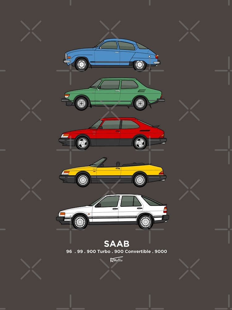 "Saab Classic Car Outline Illustration" Classic T-Shirt for Sale by ...
