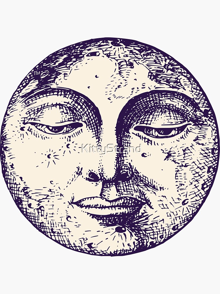 "Vintage Moon - whimsigoth" Sticker for Sale by KittyStrand | Redbubble