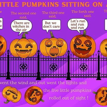"Five Little Pumpkins Sitting on a Gate" Sticker for Sale by EJVisuals ...
