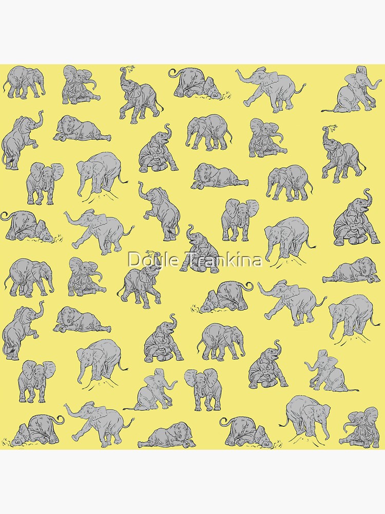 "Baby Elephants on yellow" Sticker for Sale by dtrankina | Redbubble