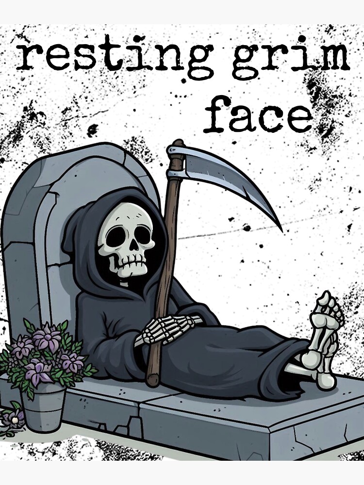 "resting grim face halloween funny" Sticker for Sale by HABlackwood ...