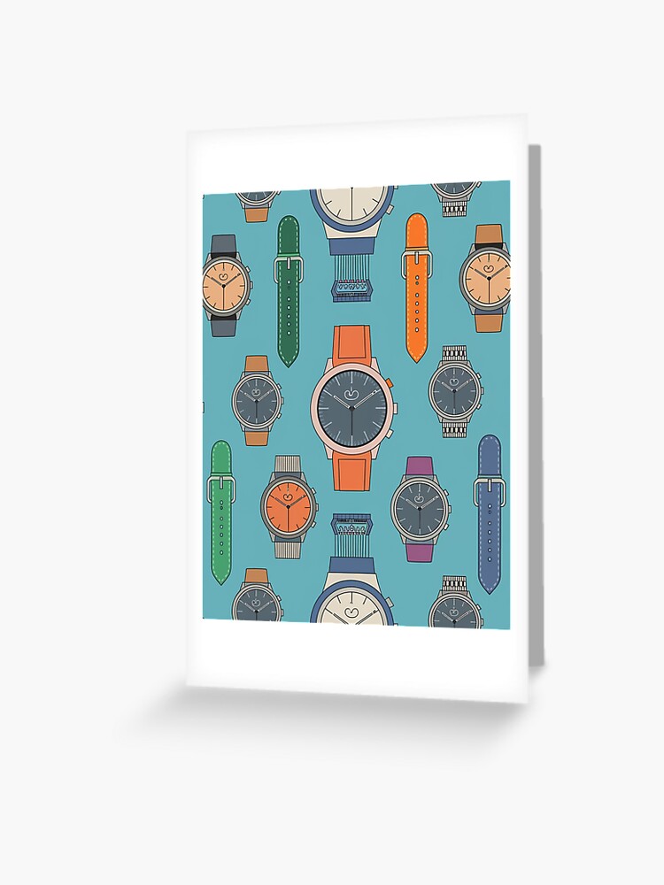 "Eternal Time: A Watch-Themed Pattern Extravaganza" Greeting Card for ...