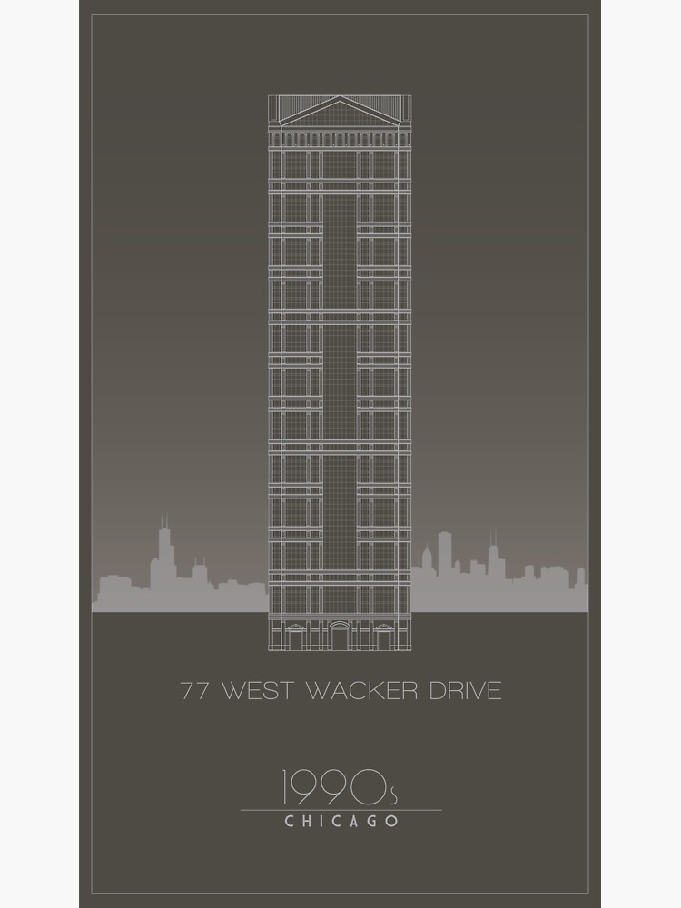 "77 West Wacker Drive" Sticker by scbb11Sketch | Redbubble
