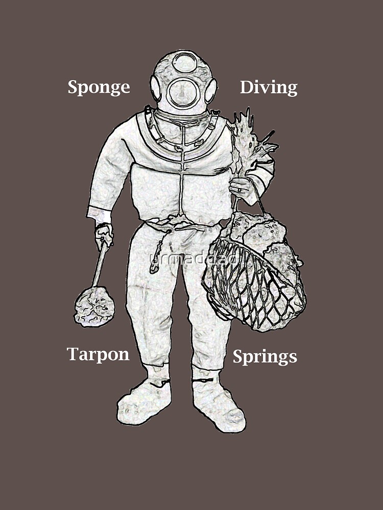 "Vintage Tarpon Springs Sponge Diver with Diving Helmet" T-shirt by ...