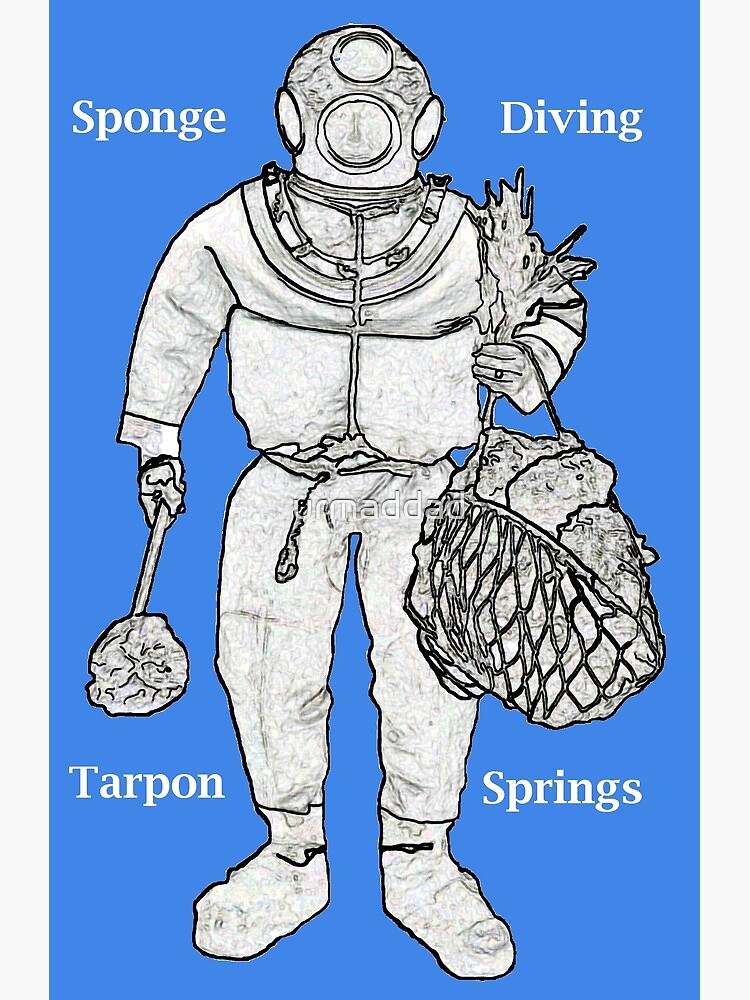 "Vintage Tarpon Springs Sponge Diver with Diving Helmet" Canvas Print ...