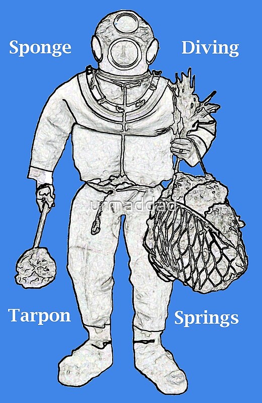 "Vintage Tarpon Springs Sponge Diver with Diving Helmet" by urmaddad ...