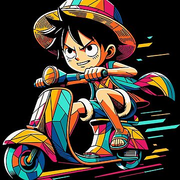 "D Luffy Riding a Scooter" Sticker for Sale by abah776 | Redbubble