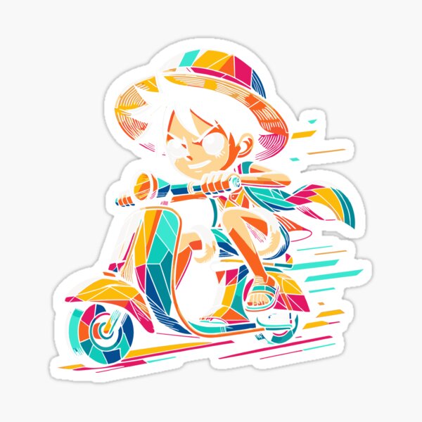 "D Luffy Riding a Scooter" Sticker for Sale by abah776 | Redbubble