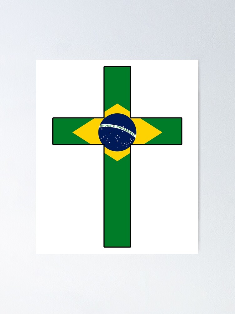 "Olympic Brazil Flag Cross | Brazilian Brazil BR" Poster by RoadRescuer ...