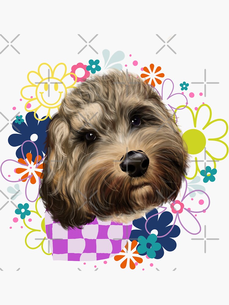 "Cockapoo illustration, Cute Cockapoo, Groovy Cockapoo Art" Sticker for ...