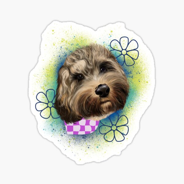 "Cockapoo illustration, Cute Cockapoo, Groovy Cockapoo Art" Sticker for ...